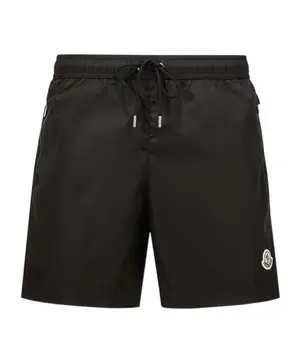 Moncler Moncler Logo Patch Drawstring Swim Shorts Black