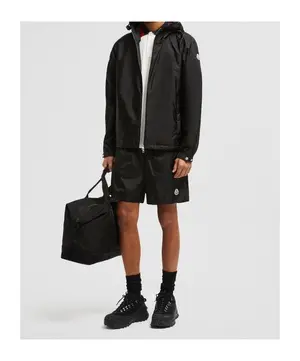 Moncler Logo Patch Drawstring Swim Shorts - Black