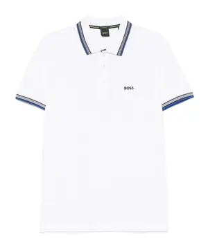 Hugo Boss Logo Embroidered Short-sleeved Polo Shirt - White