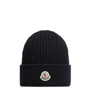 Moncler Textured Cotton Beanie - Navy Blue