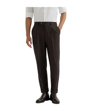 Brunello Cucinelli Pleated Wool-cashmere Blend Trousers - Black