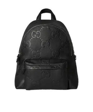 Gucci Jumbo Gg Embossed Leather Backpack - Black