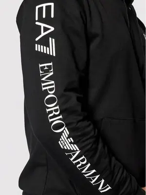 EA7 Logo Print Cotton Hoodie