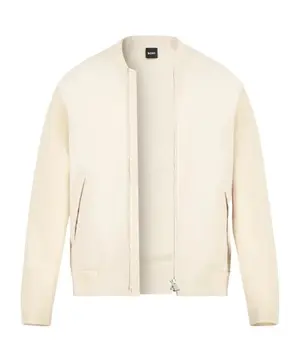 Hugo Boss Knitted-sleeve Bomber Jacket - Beige