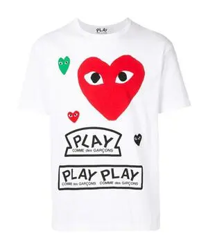 Comme Des Garçons Heart-patch T-shirt - White