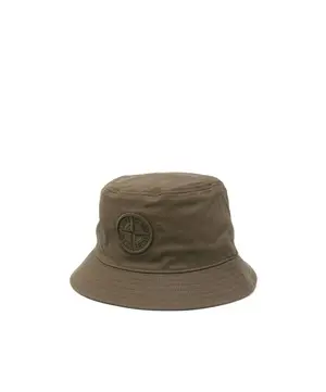 Stone Island Compass-embroidered Bucket Hat - Khaki