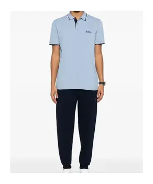 Hugo Boss Contrast-logo Polo Shirt - Blue