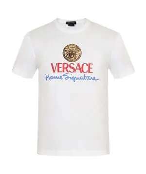 Versace Home Signature Logo Print T-shirt - White