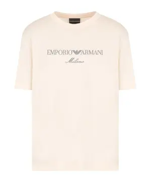 Emporio Armani Logo Embroidered Crewneck T-shirt - White