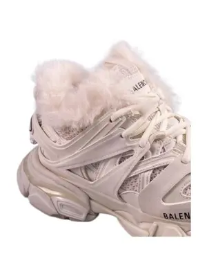 Balenciaga Faux-fur Track Sneakers - Nude