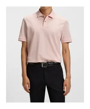 Hugo Boss Pallas Embroidered Straight Hem Polo Shirt - Light Pink