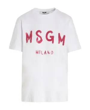 MSGM Logo Printed Crewneck T-shirt - White