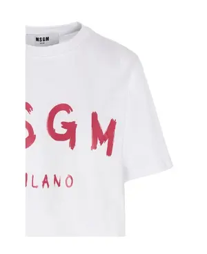 MSGM Logo Printed Crewneck T-shirt