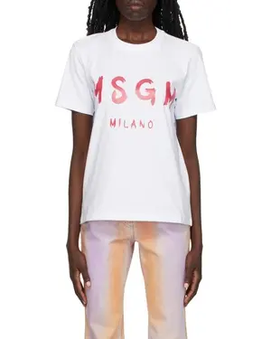 MSGM Logo Printed Crewneck T-shirt