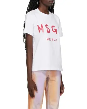 MSGM Logo Printed Crewneck T-shirt