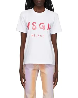 MSGM Logo Printed Crewneck T-shirt