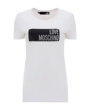 Moschino Round Neck Short Sleeve T-shirt - White