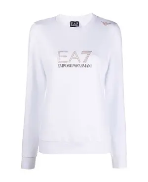 EA7 Stud-detail Long-sleeved T-shirt - White