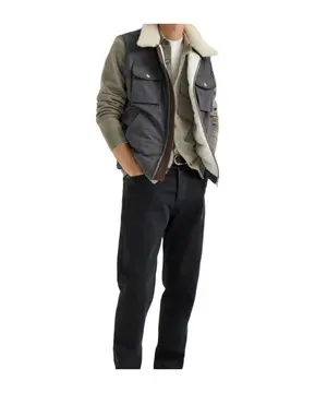 Brunello Cucinelli Shearling-collar Wool Vest - Anthracite