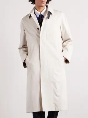 TOM FORD Leather-trimmed Cotton And Silk-blend Overcoat