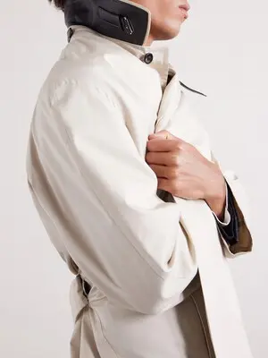 TOM FORD Leather-trimmed Cotton And Silk-blend Overcoat