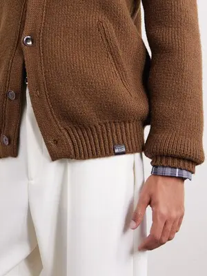 TOM FORD Ribbed Cashmere Cardigan With Bouclé Collar