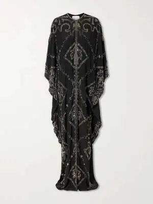 Johanna Ortiz Embellished Silk Maxi Dress - Black