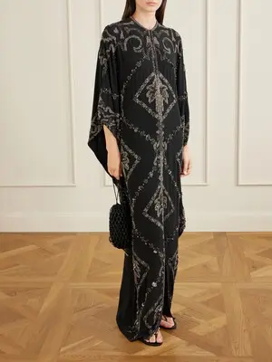 Johanna Ortiz Embellished Silk Maxi Dress - Black