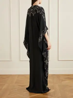 Johanna Ortiz Embellished Silk Maxi Dress - Black