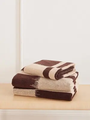 AUTUMN SONATA Karin Core Set Of Three Organic Cotton-terry Towels - Brown