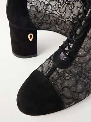 Jennifer Chamandi Dan 65 Lace-trimmed Suede Ankle Boots