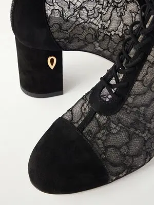 Jennifer Chamandi Dan Lace-trimmed Suede Ankle Boots