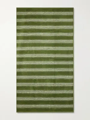 AUTUMN SONATA Charlotte Striped Organic Cotton-terry Beach Towel