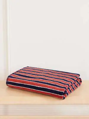 AUTUMN SONATA Helena Striped Organic Cotton-terry Beach Towel - Red