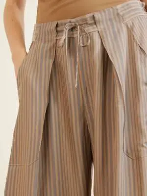 KALLMEYER Clemence Striped Twill Wide-leg Pants
