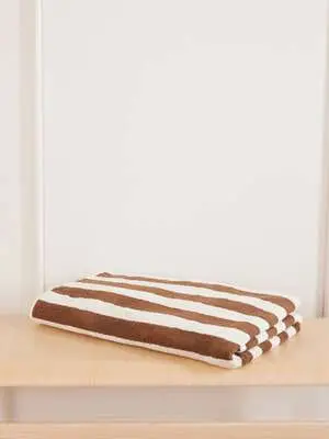 AUTUMN SONATA Maria Striped Organic Cotton-terry Beach Towel - Brown