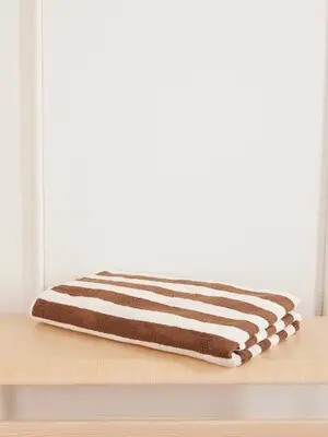 AUTUMN SONATA Maria Striped Organic Cotton-terry Beach Towel - Brown
