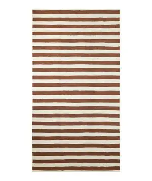 AUTUMN SONATA Maria Striped Organic Cotton-terry Beach Towel - Brown