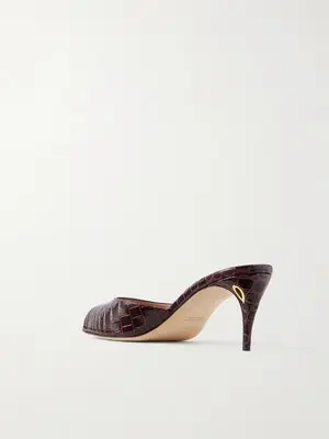 Jennifer Chamandi Guido 65 Croc-effect Leather Sandals - Burgundy