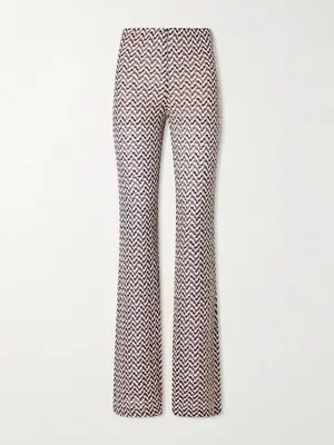 Missoni Embellished Crochet-knit Flared Pants - Blue