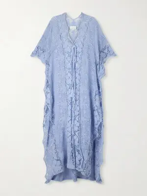 Miguelina Valentina Cotton-lace Kaftan - Blue