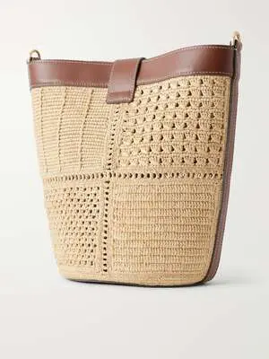 ANYA HINDMARCH Leather-trimmed Raffia Crossbody Bag