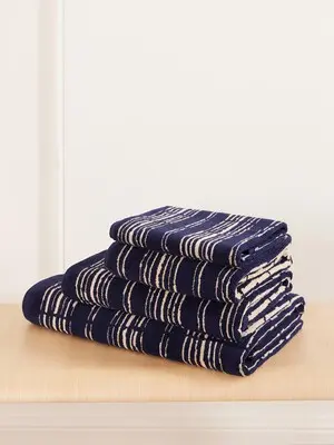 AUTUMN SONATA Ester Essential Set Of Four Organic Cotton-terry Towels - Blue
