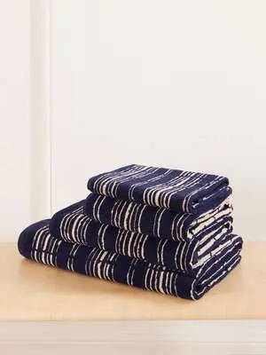 AUTUMN SONATA Ester Essential Set Of Four Organic Cotton-terry Towels - Navy
