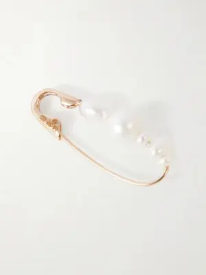 LOREN STEWART 14-karat And Pearl Safety Pin Earring