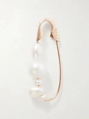 LOREN STEWART 14-karat And Pearl Safety Pin Earring - Gold