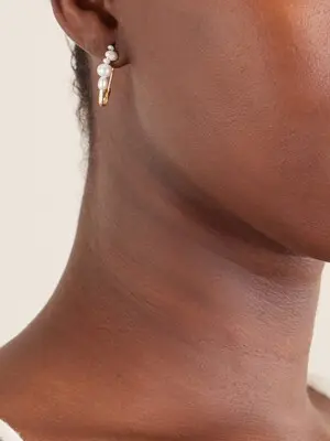 LOREN STEWART 14-karat And Pearl Safety Pin Earring