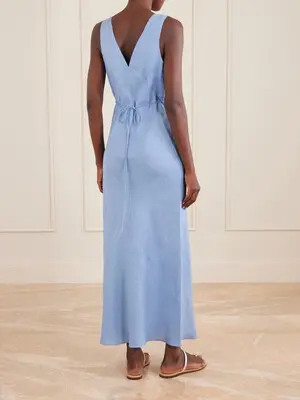 Miguelina Amaru Bow-detailed Linen-jacquard Maxi Dress