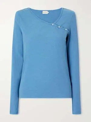 DEIJI STUDIOS Button-detail Ribbed Lyocell And Wool-blend T-shirt