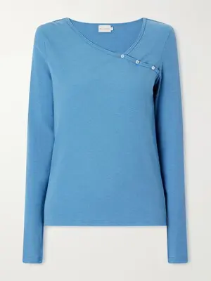 DEIJI STUDIOS Button-detail Ribbed Lyocell And Wool-blend T-shirt